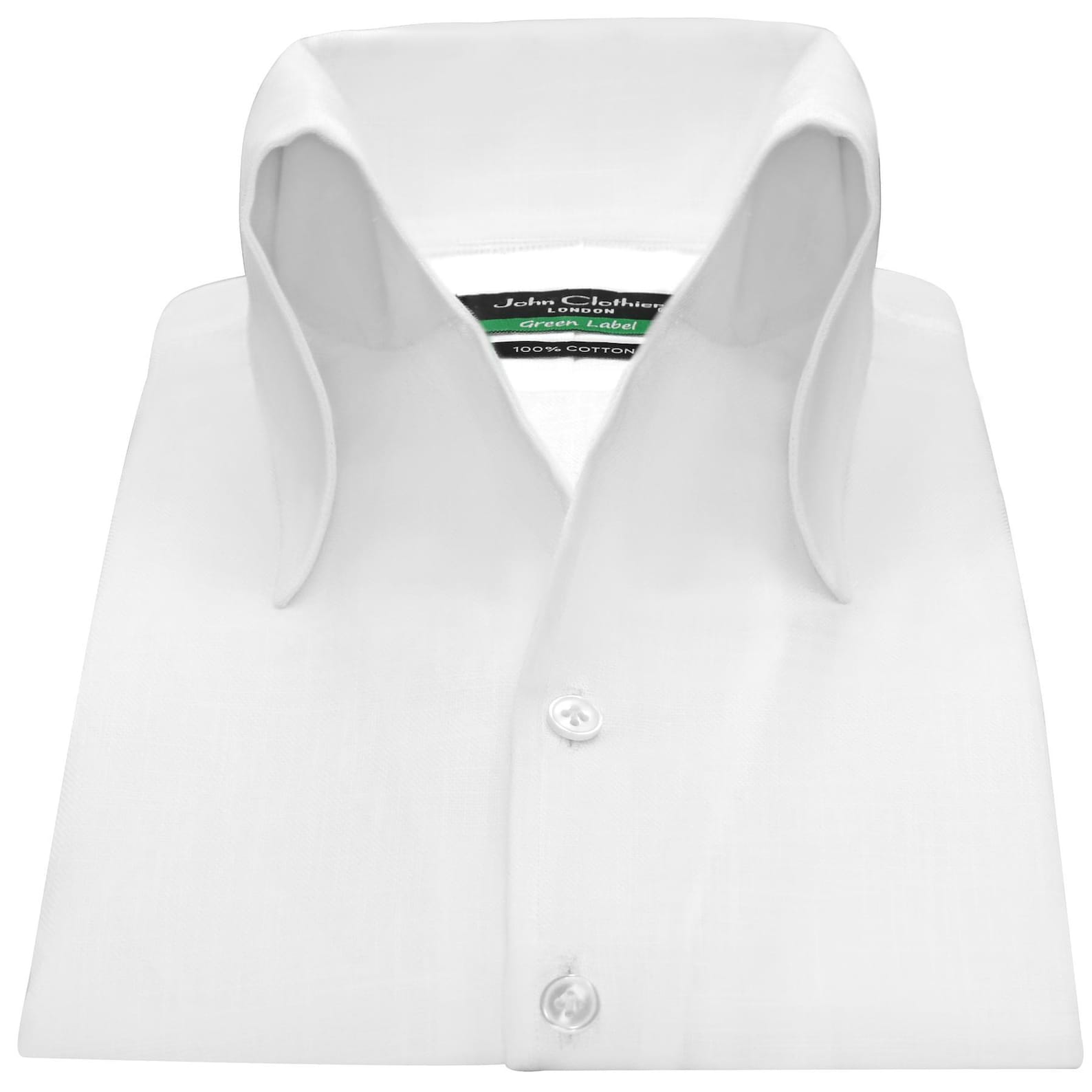 Men's White Evening Dress Shirt High Open Button Down Collar Buttonless ...