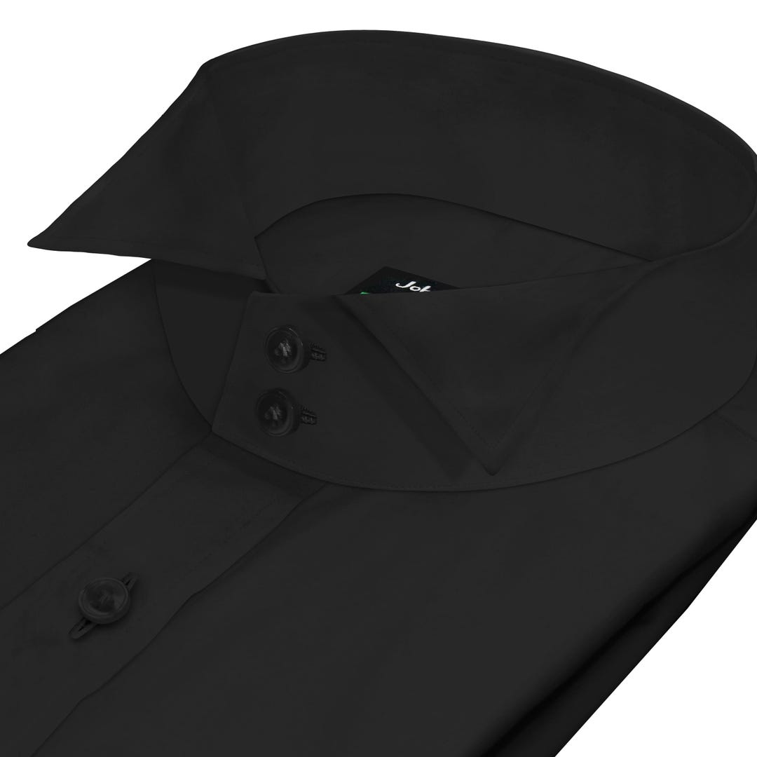Tuxedo Opera Nights Men's Dress Shirt Black 100% Cotton High Wing Tip ...