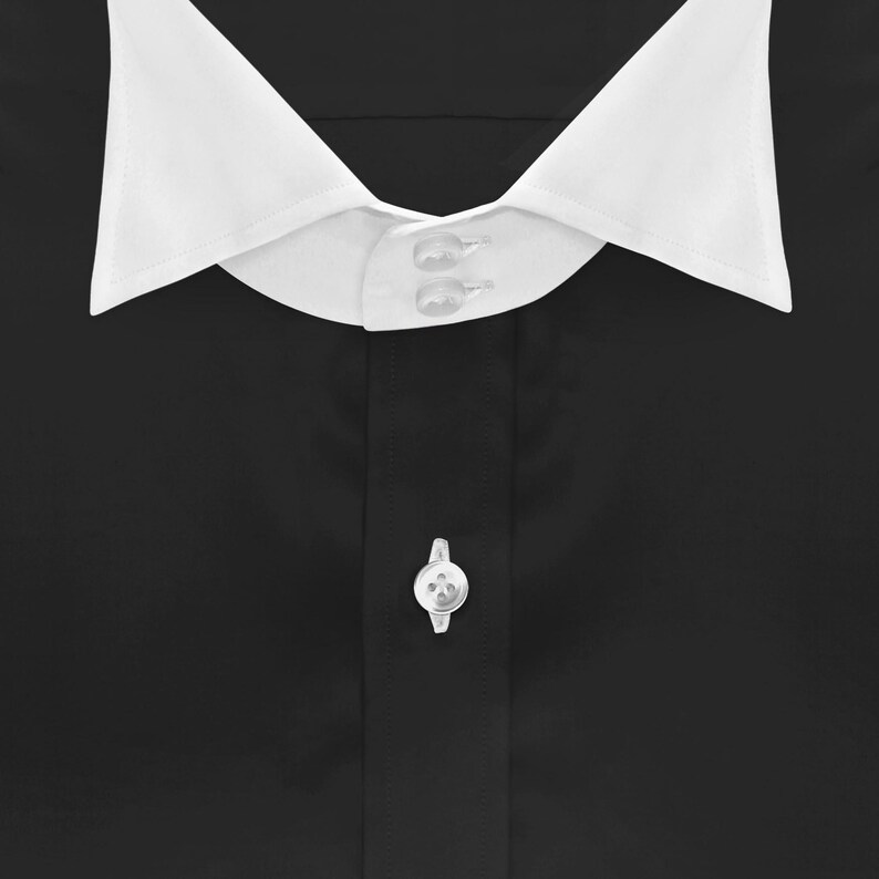 Tuxedo Opera Nights Men's Dress Shirt Black 100% Cotton High Wing Tip ...