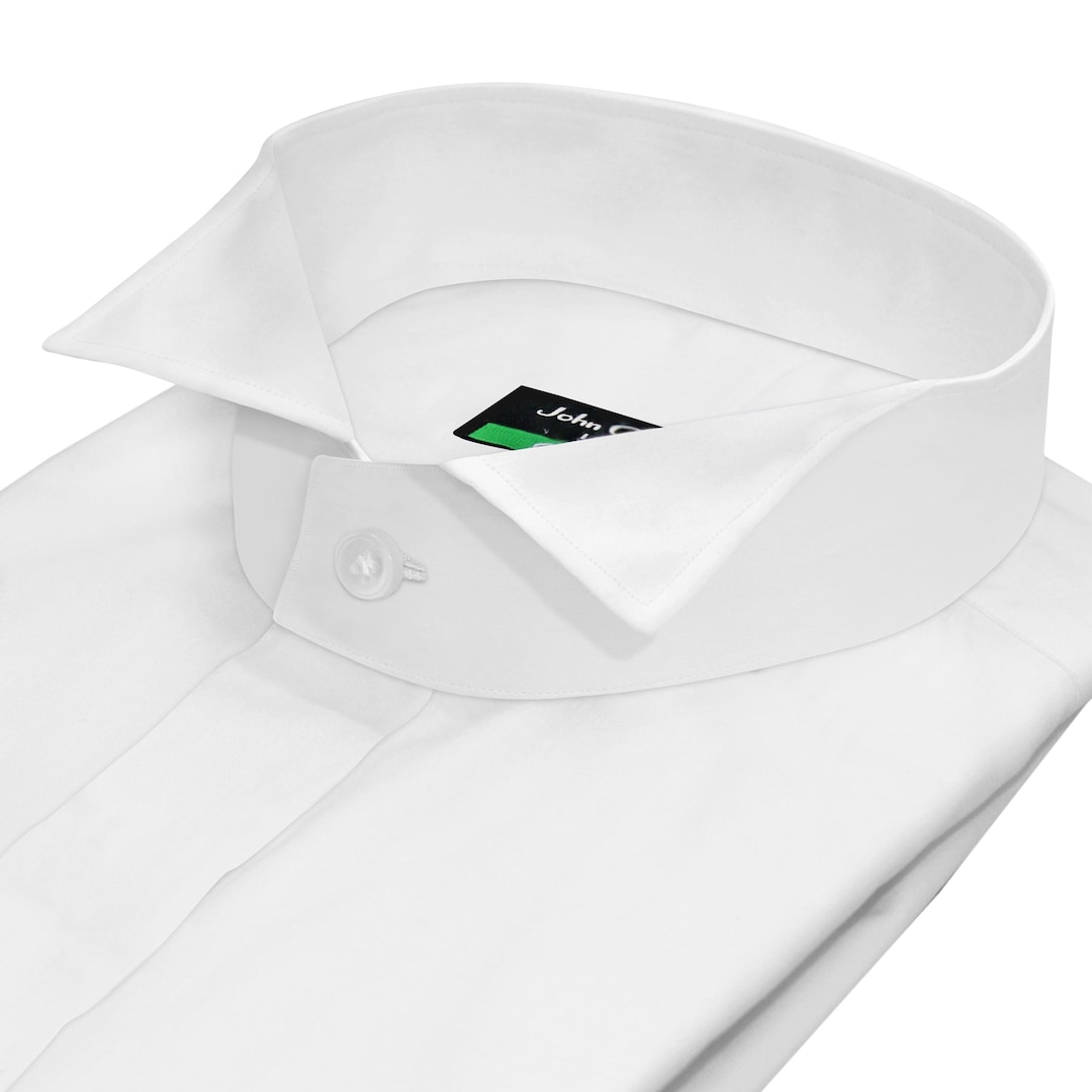 Men's Luxury 100% Cotton White Shirt Elegant Wing Collar Danial Craig ...