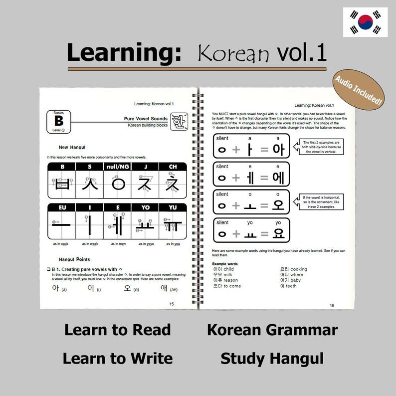 Learn Korean Hangul Alphabet Digital Ebook Vol. 1 – Korean Language ...