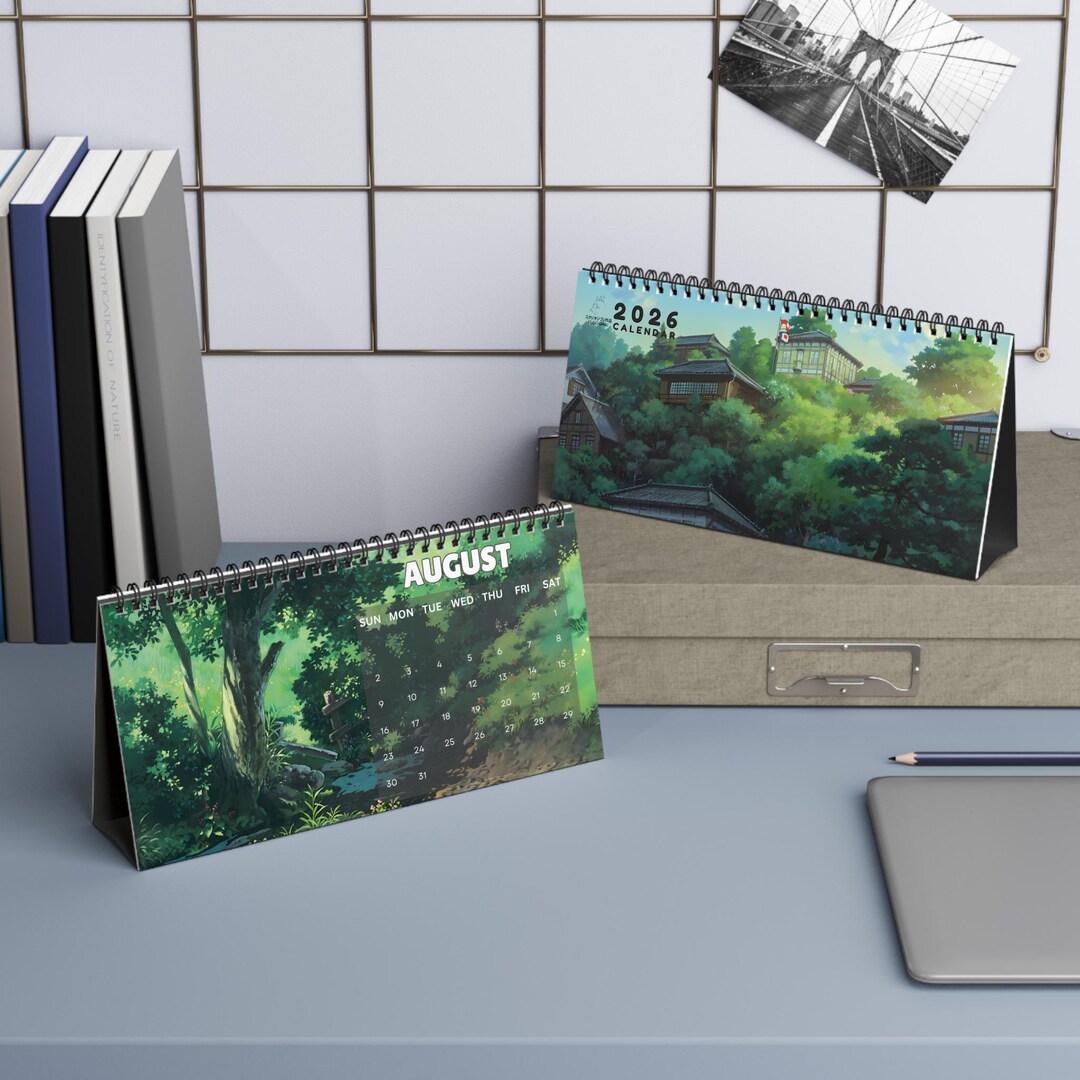 Anime Scenery Desk Calendar 2026 | Spirited Away, Totoro Monthly ...