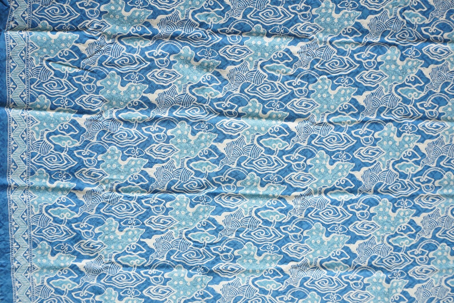 Stamped Batik Mega Mendung Handmade Cotton Dobby Fabric Antique Cirebon ...