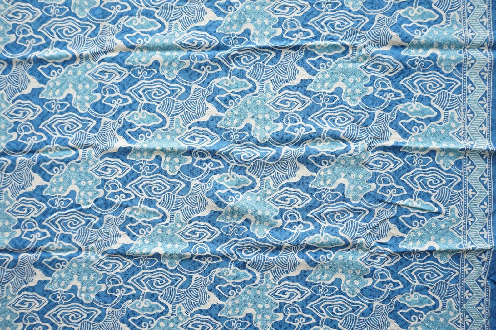 Stamped Batik Mega Mendung Handmade Cotton Dobby Fabric Antique Cirebon ...