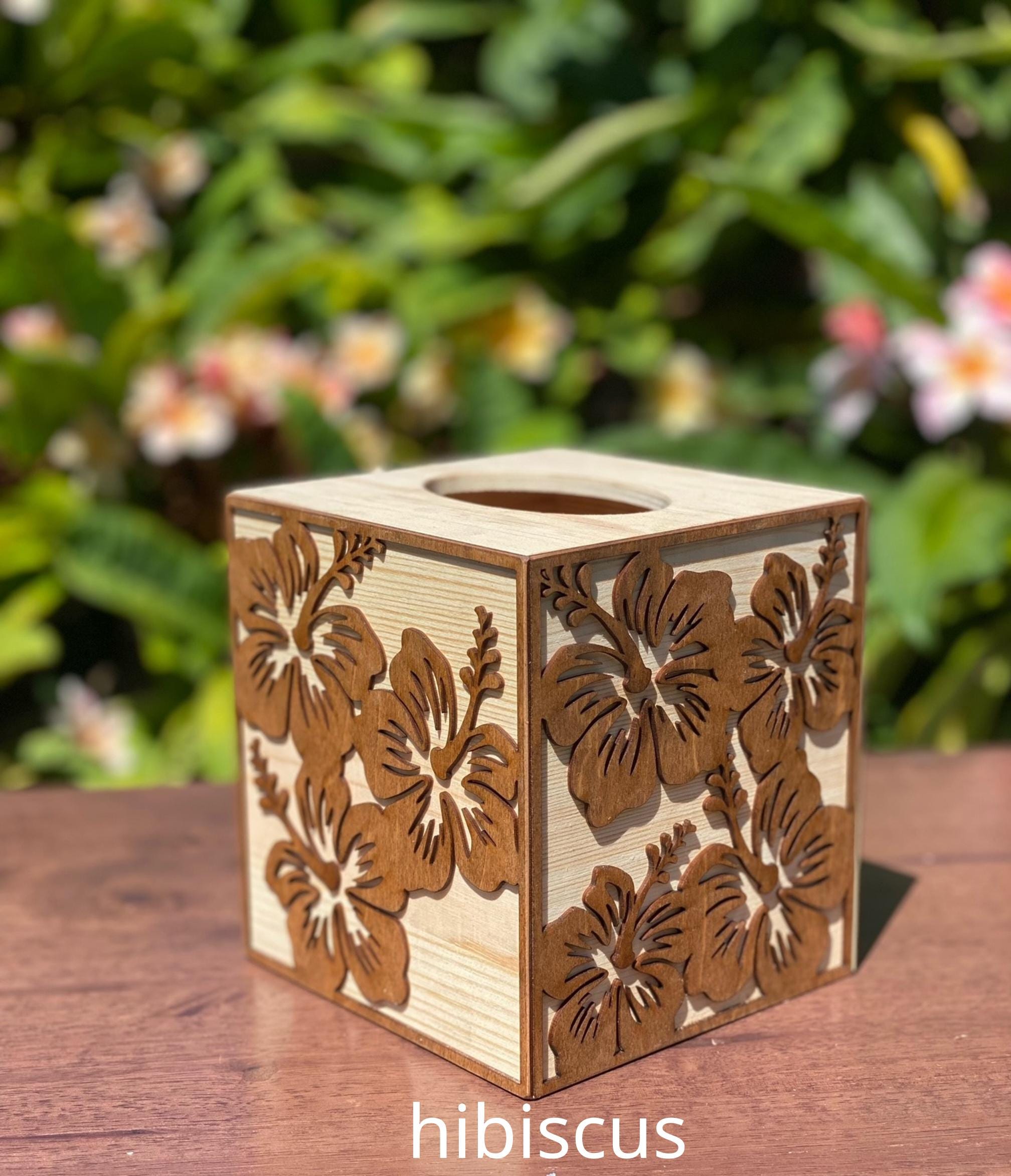Hawaiian Design Wooden Square Tissue Box - Etsy