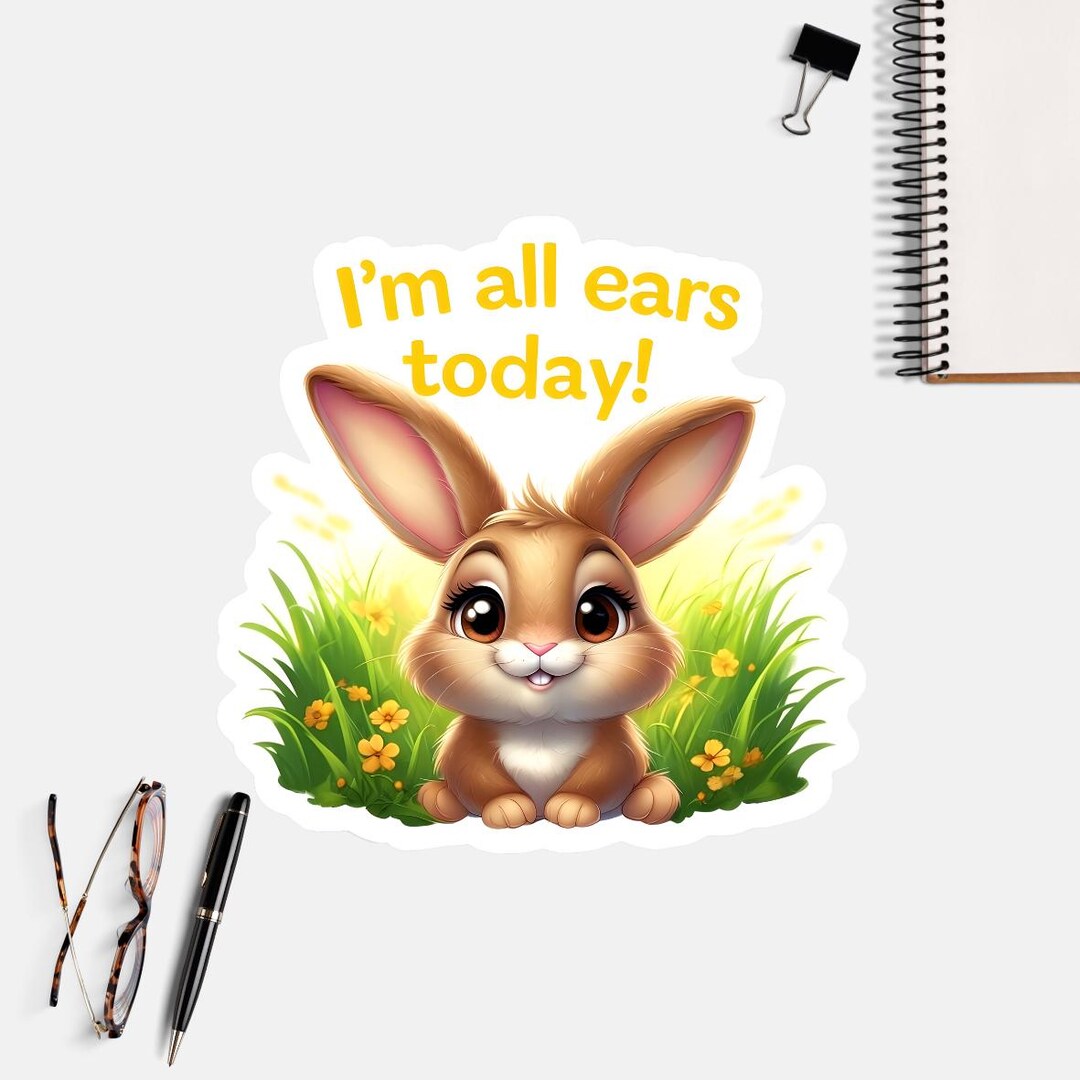 Funny Bunny Sticker, Easter Decor, Springtime Gifts, Journal, Laptop ...
