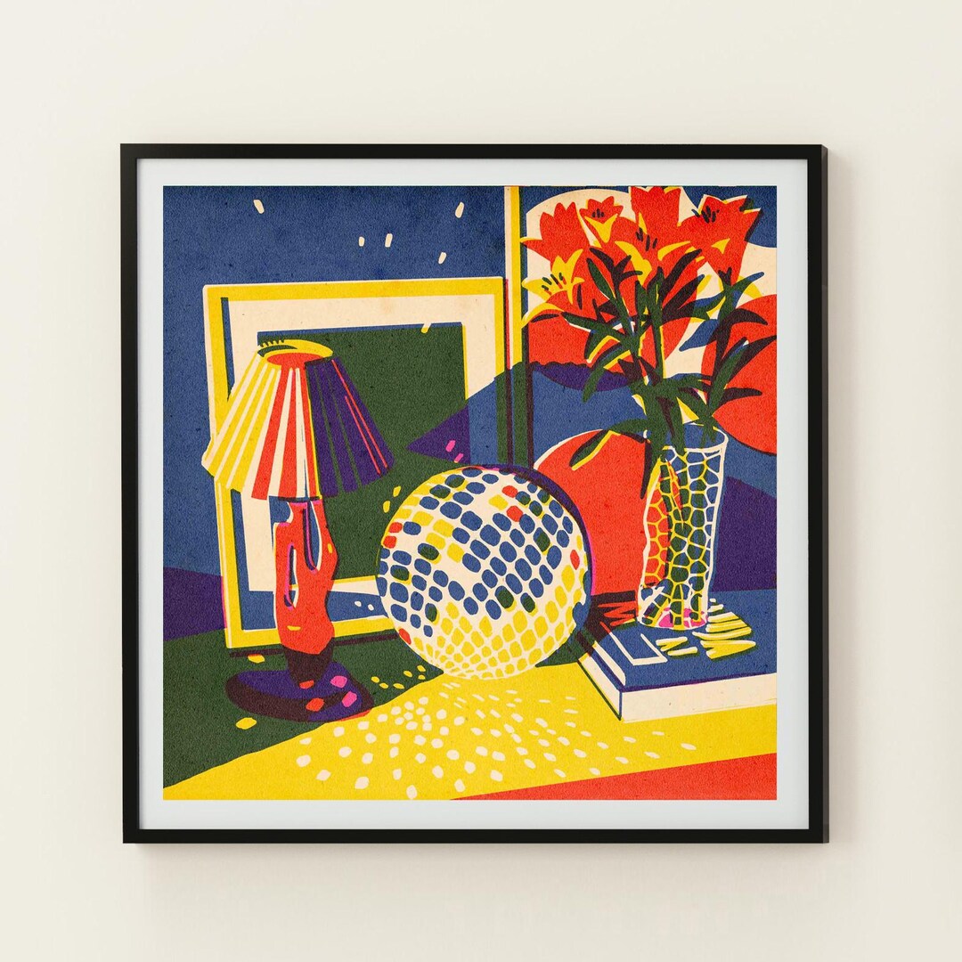 Mirrorball Art Print,poster,wall Art,gift,home Decor,screen Print Style ...