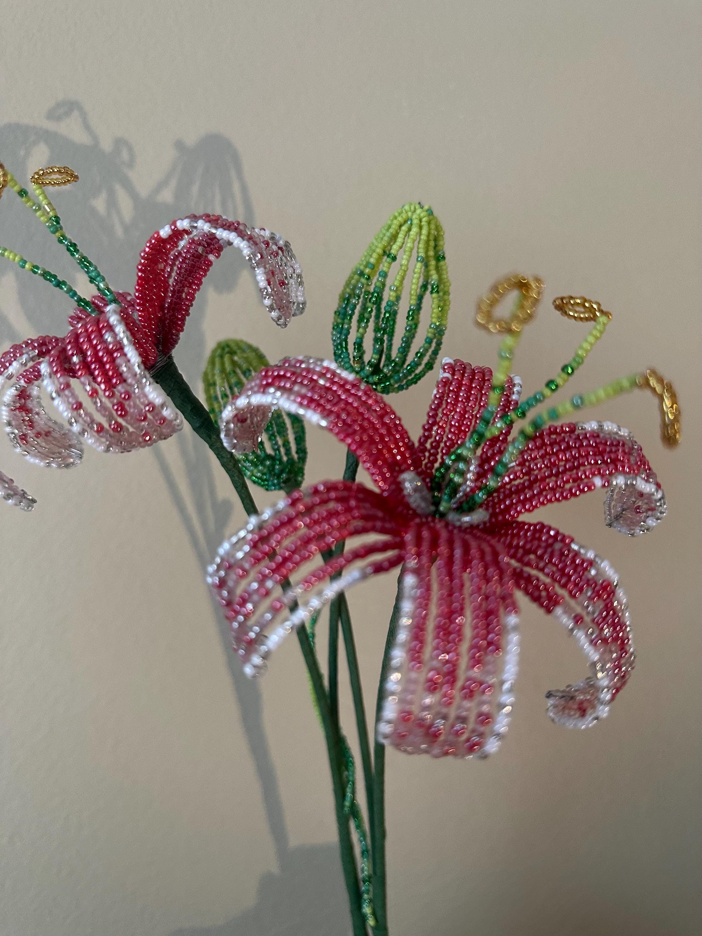 French Beaded Lily, Handcrafted Flower Stem - Etsy