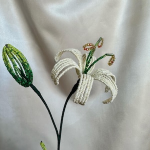 French Beaded Lily, Handcrafted Flower Stem - Etsy