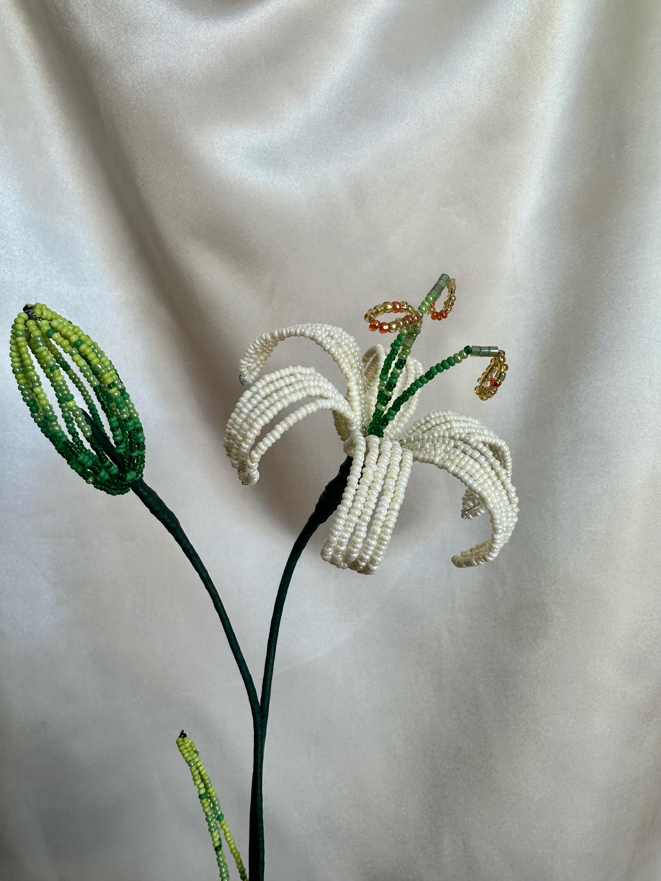 French Beaded Lily, Handcrafted Flower Stem - Etsy