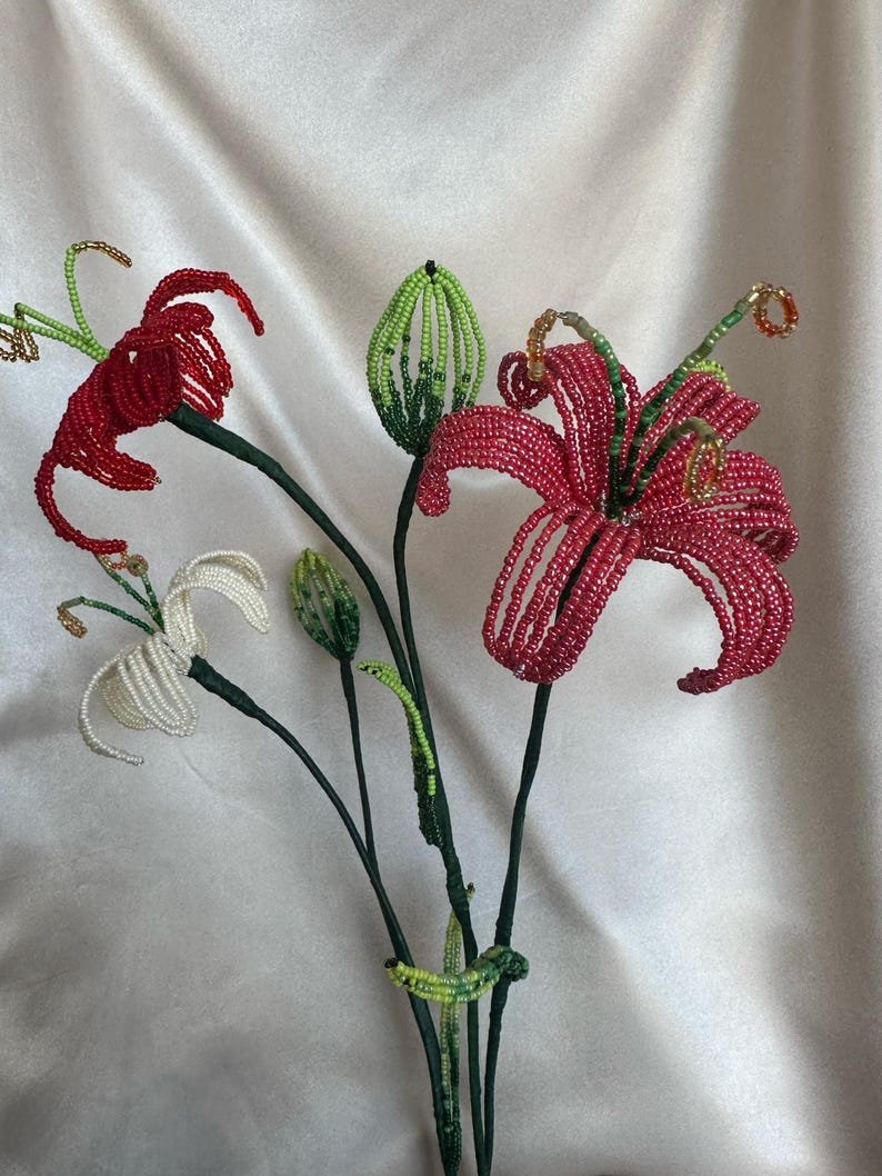 French Beaded Lily, Handcrafted Flower Stem - Etsy