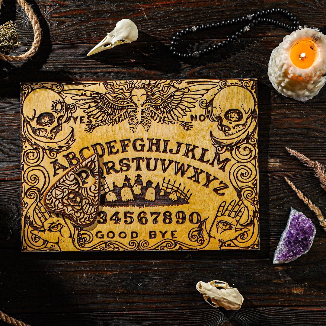 Wooden Talking Spirit Board, Engraved Ouija Board With Planchette ...
