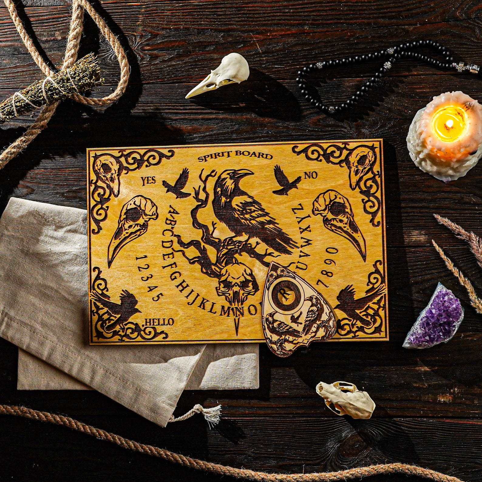 Raven Ouija Board With Planchette, Norse Style Ouija Board, Norse Pagan ...