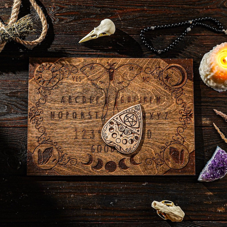 Wooden Ouija Board With Planchette, Divination Board, Talkin Spirit ...