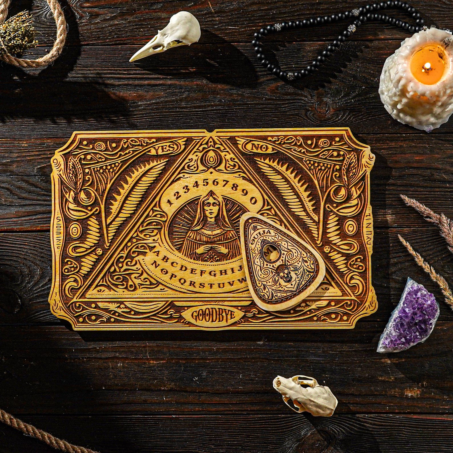 Ouija Board, Wooden Talking Board, Spirit Ouija Board With Planchette ...