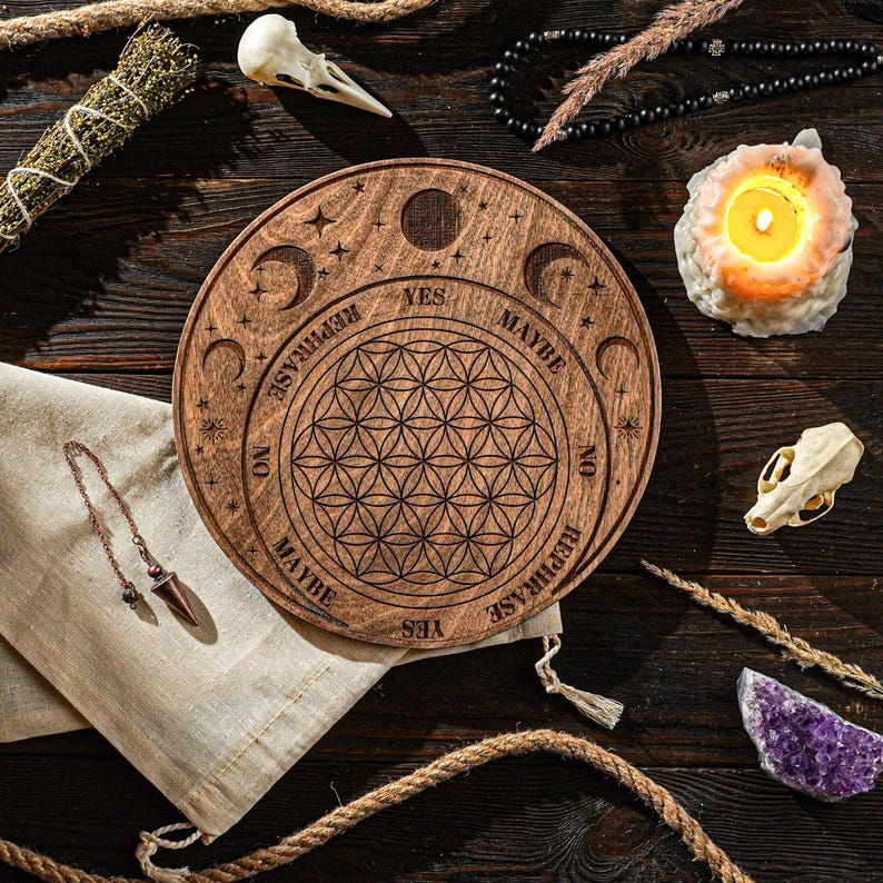Flower of Life Pendulum Board, Crystal Grid Board, Divination Board ...