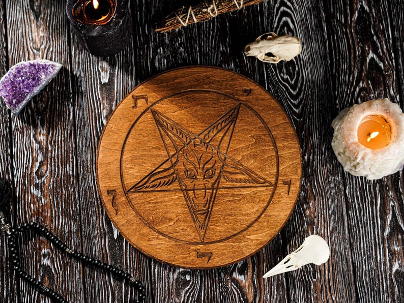 Baphomet Sigil, Sigil of Baphomet, Baphomet Symbol, Wooden Altar Board, Occult Altar, Witchcraft ...