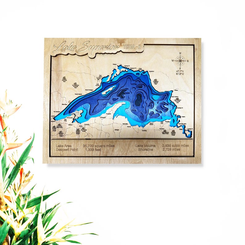 Custom Laser Cut Lake Map Bathymetric – Personalized Wooden Lake Art ...