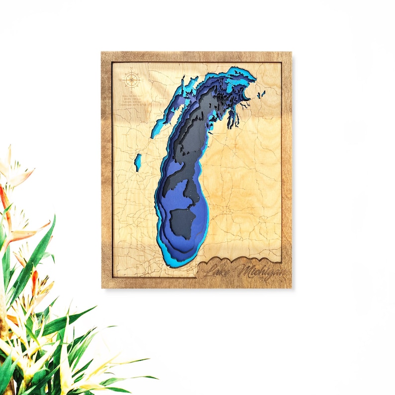 Custom Laser Cut Lake Map Bathymetric – Personalized Wooden Lake Art ...