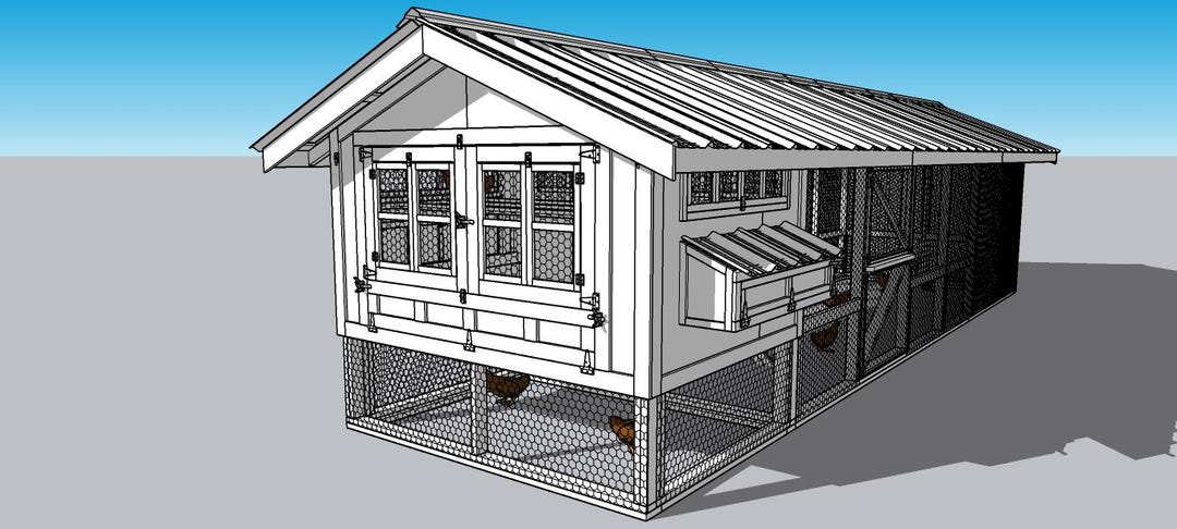 King Size Deluxe Chicken Coop Plans – Large 248 Sq Ft Walk-in Backyard ...