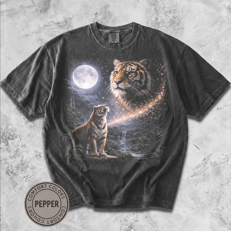 Comfort Colors® Mystical Tiger Shirt, Moonlight Tiger Graphic Tee ...