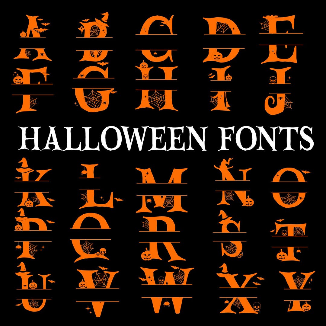 Halloween Alphabet Letters SVG: Split Monogram Svg, Spooky Monogram Svg ...