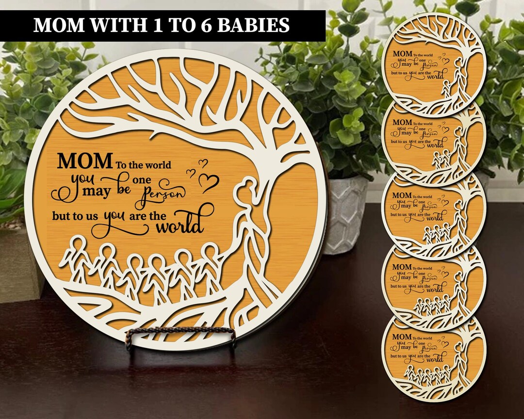 Mother's Day Tree SVG: Laser Cut Wooden Stand, Mom Gift (digital ...