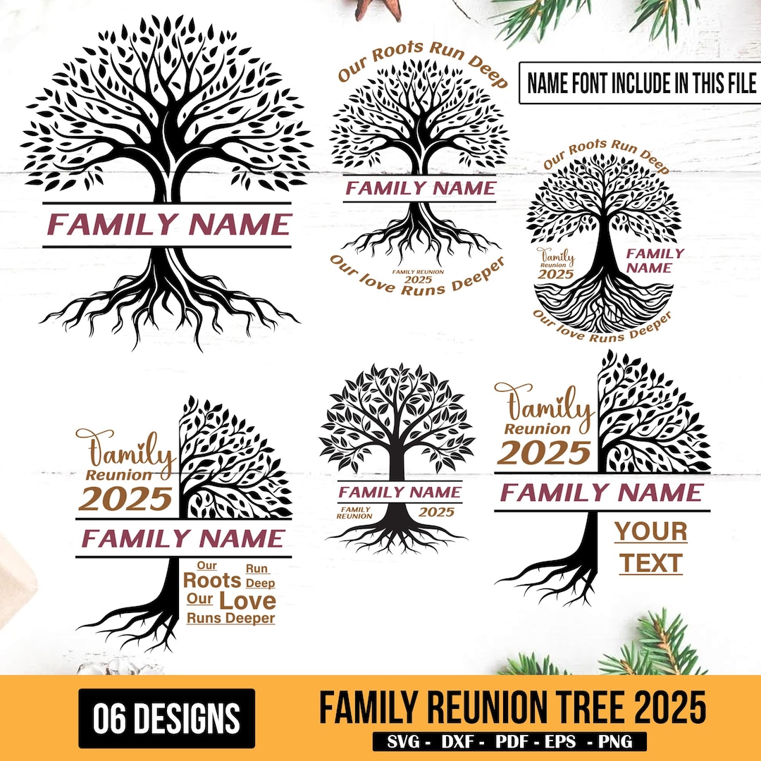 Family Reunion Tree SVG Bundle: Editable Names, Our Roots Run Deep ...