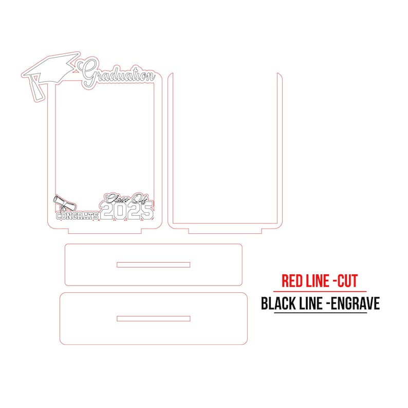 Laser Cut Graduation Photo Frame SVG: Class of 2025, 3D Wood (digital ...