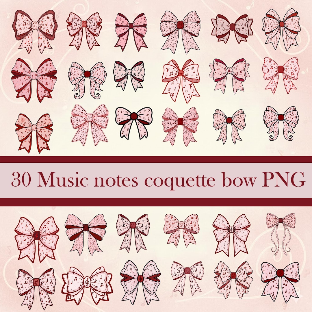 Music Coquette Bow Png: Music Notes Bow Svg, Music Svg, Band ...