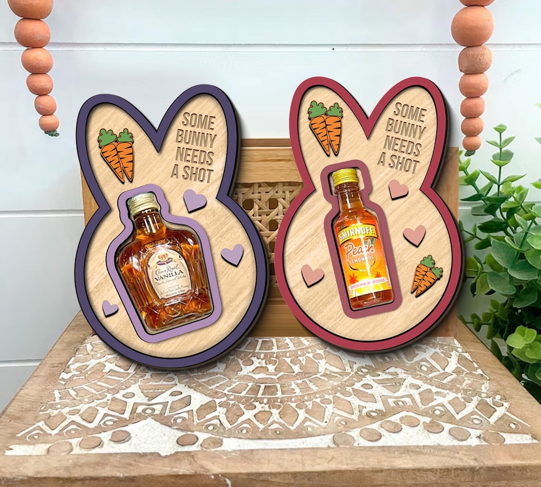 Easter Bunny Alcohol Bottle Holder SVG: Adult Easter Basket Gift ...