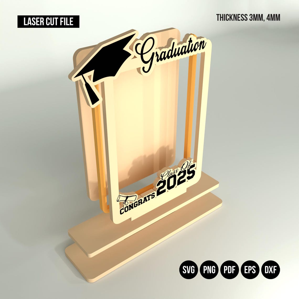 Graduation Picture Frame Laser Cut File, Class of 2025 Photo Frame SVG ...