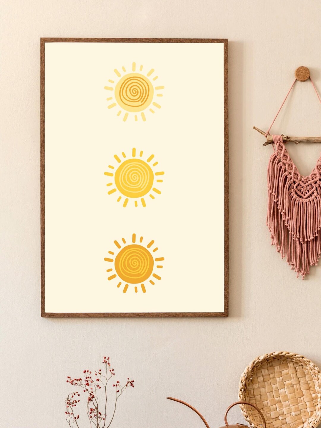 Yellow Sun Print - Digital Sun Home Decoration - Beachy Print Wall Art ...