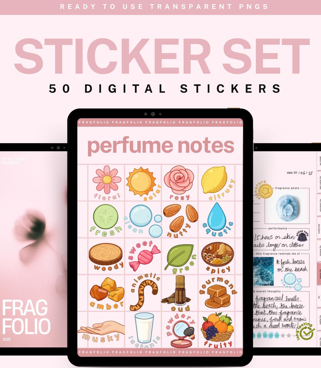 50 Fragrance Note Journal Stickers iPad Notability Goodnotes Aesthetic ...