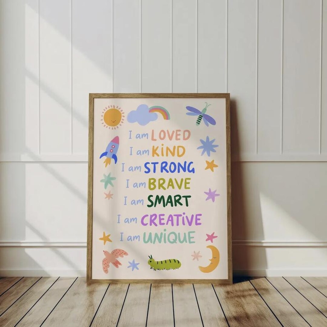 Kids Affirmation Wall Art Printable, Nursery Positive Affirmations ...