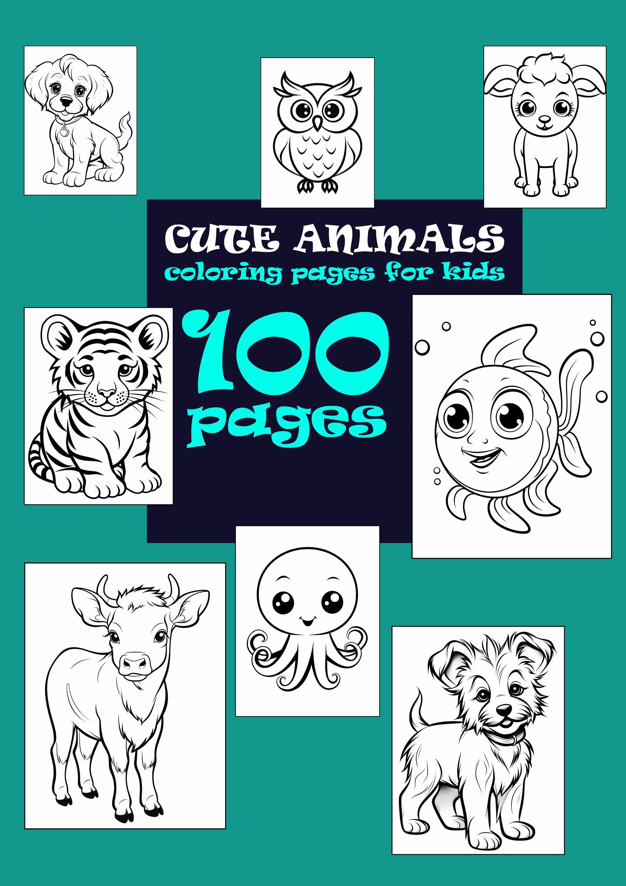 Cute Animals Coloring Pages for Kids, 100 Pages A4 - 8.5×11″ Inch (1 ...