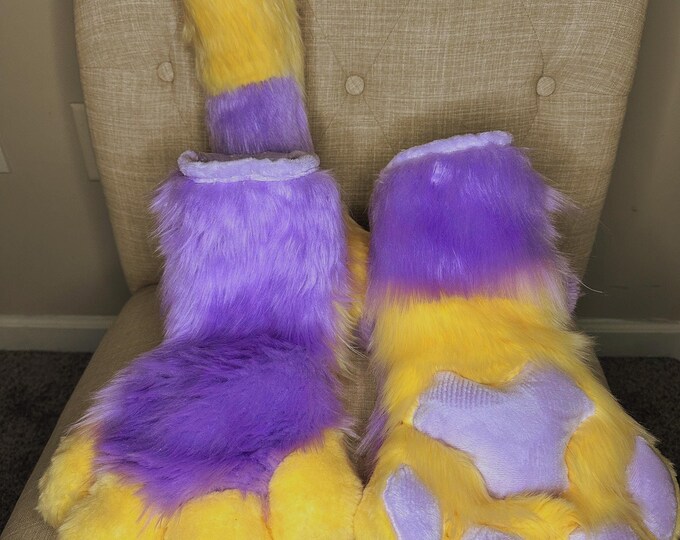 Purple & Yellow Feline Paws and Tail Set - Etsy