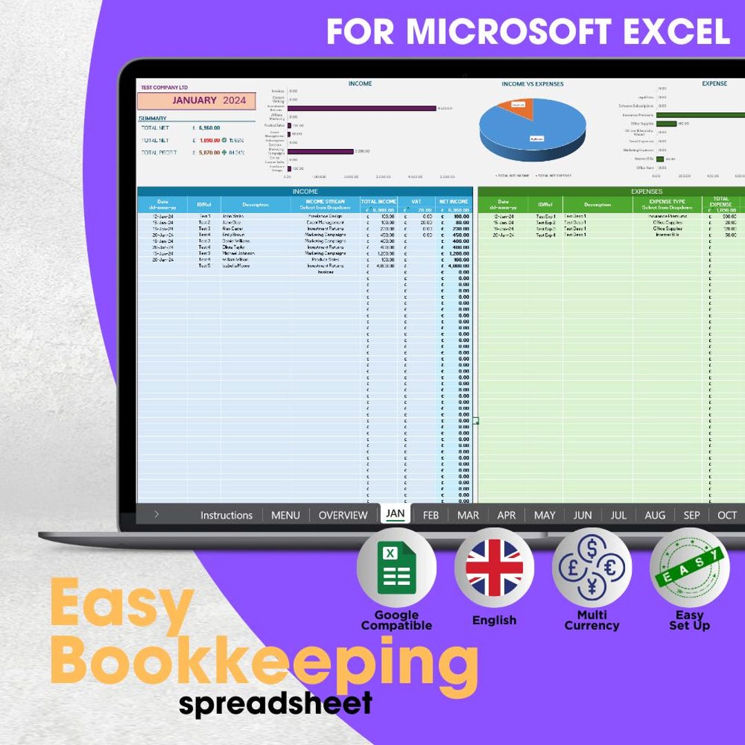Simple Bookkeeping Template for Small Businesses | Easy-to-use ...