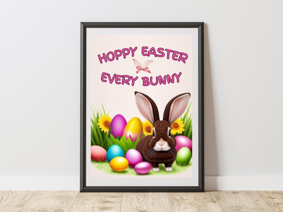 Easter Bunny Rabbit Poster - Easter Prints - Easter Decor - Easter Egg ...
