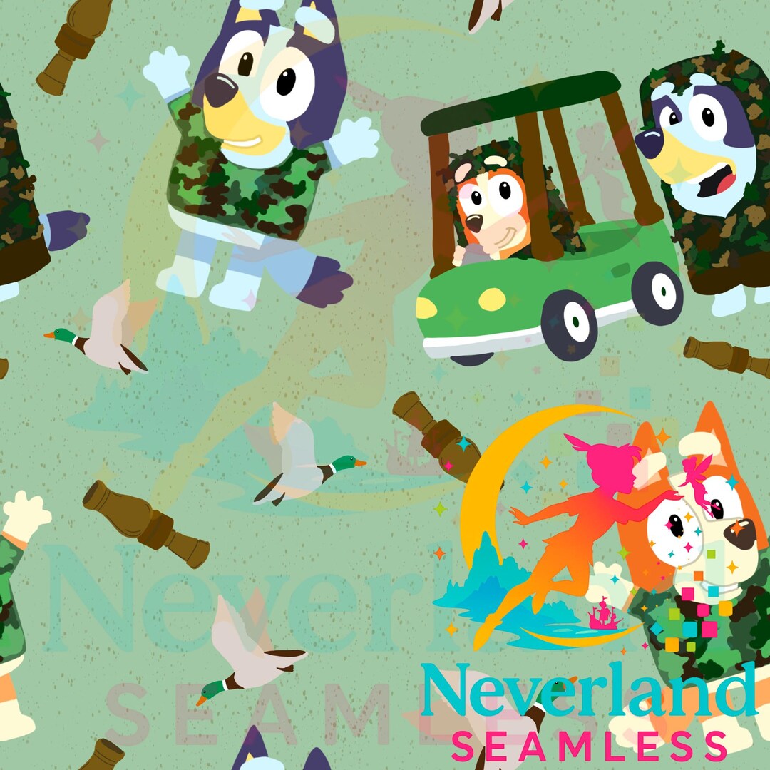 Camo Bluey Seamless Pattern: Digital Download - Etsy