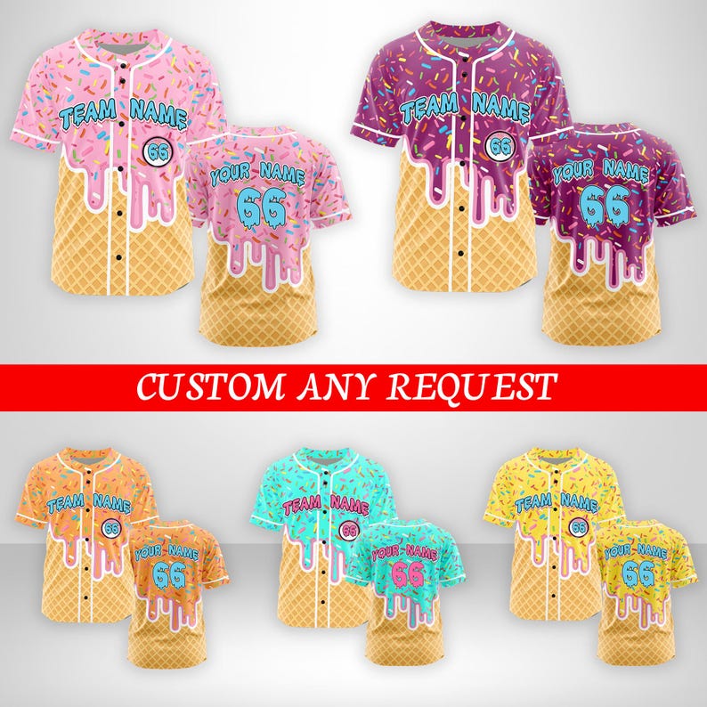 Personalized Ice Cream Drip Baseball Jersey Custom Name Number Baseball ...
