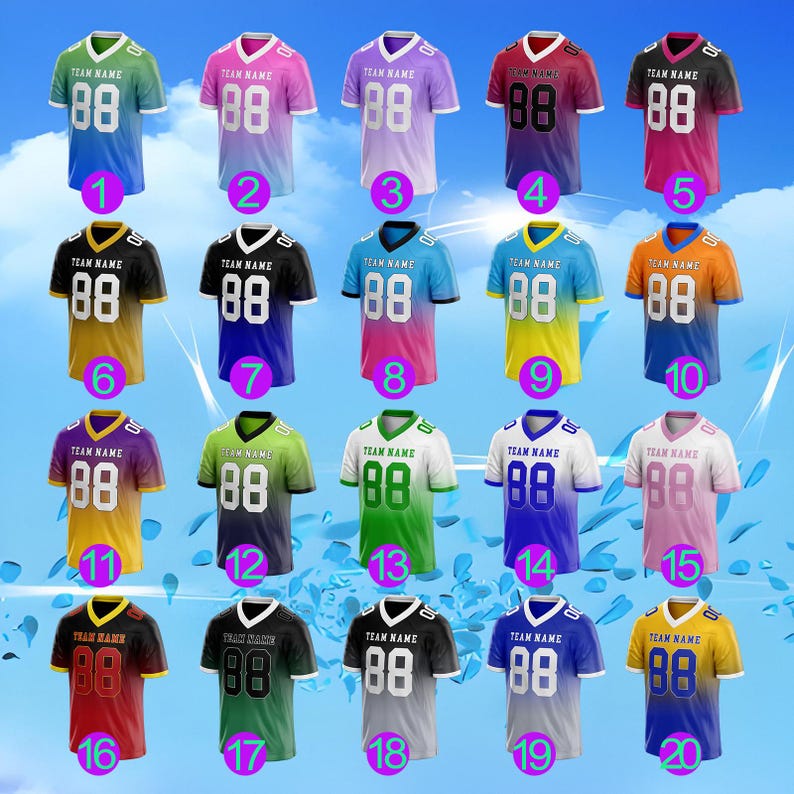 Custom Gradient Football Jersey Embroidered Personalized Team Shirt ...