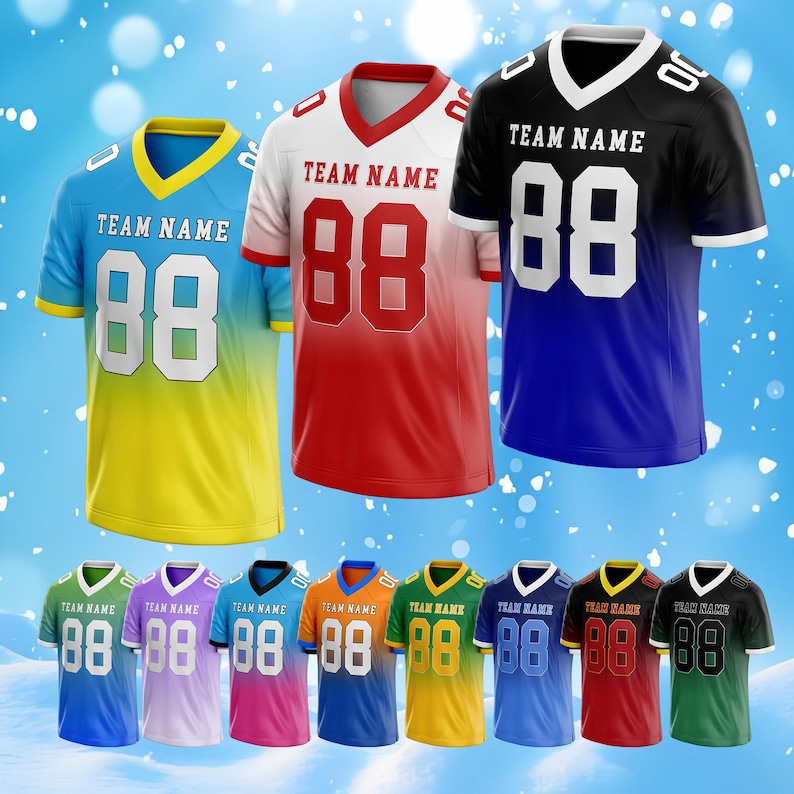 Custom Gradient Football Jersey Embroidered Personalized Team Shirt ...