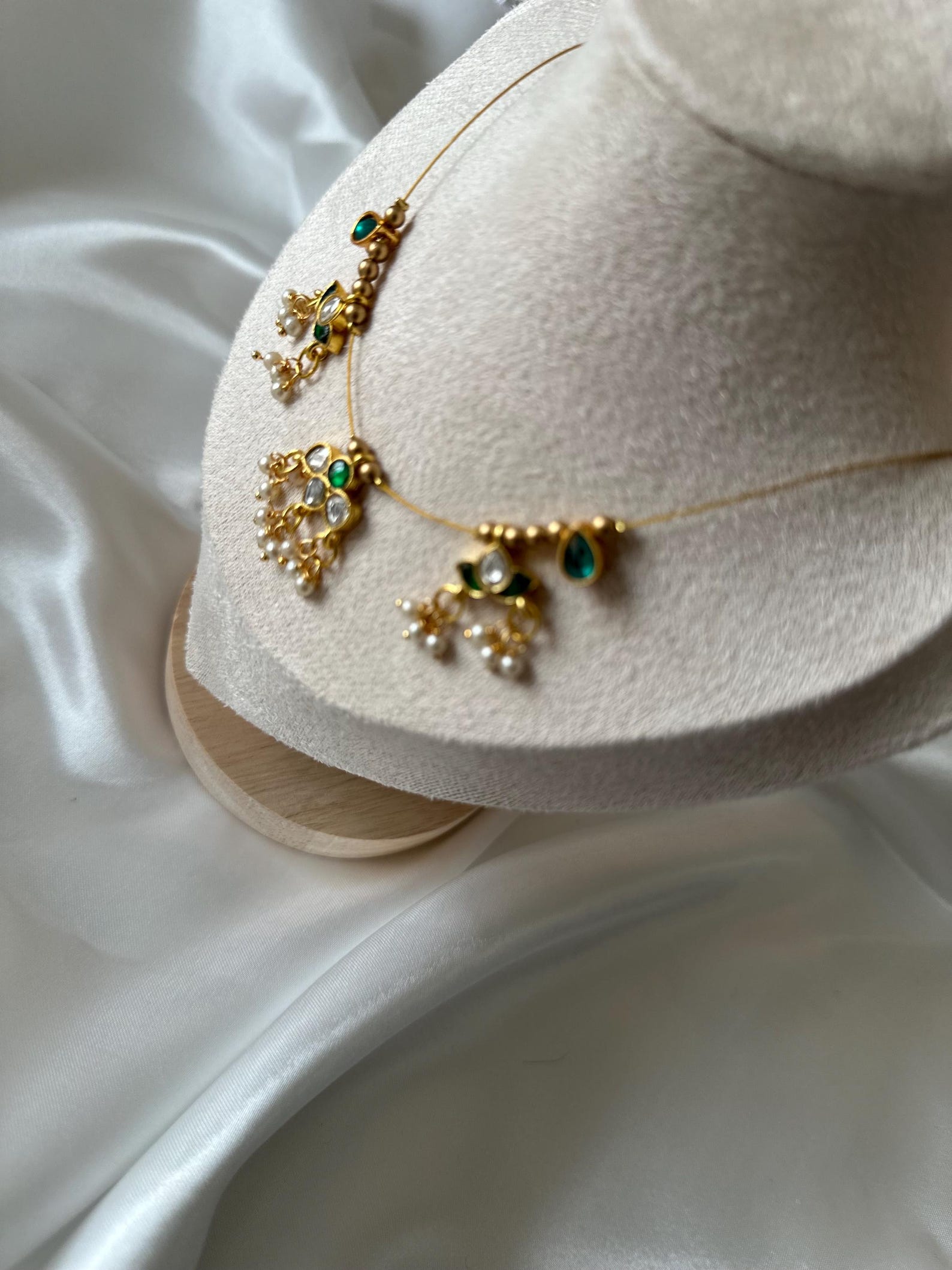 Unique and Trending Indian Invisible Necklace White and Green Necklace ...