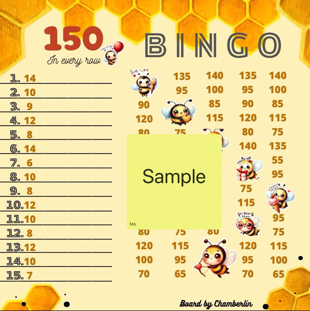 150 WTA Bingo Boards Bees - Etsy