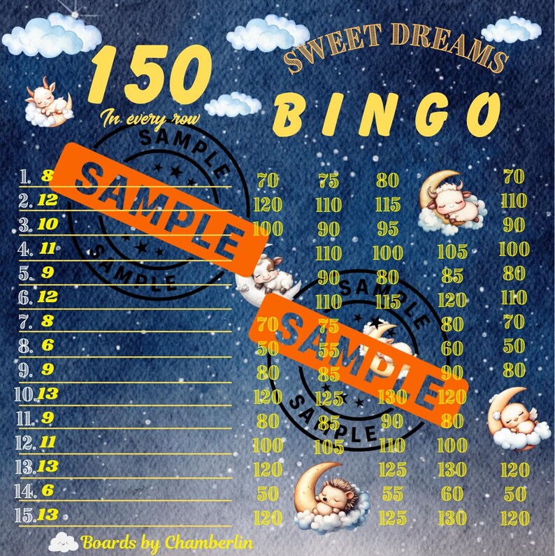 150 Wta Sweet Dreams Bingo Board - Etsy
