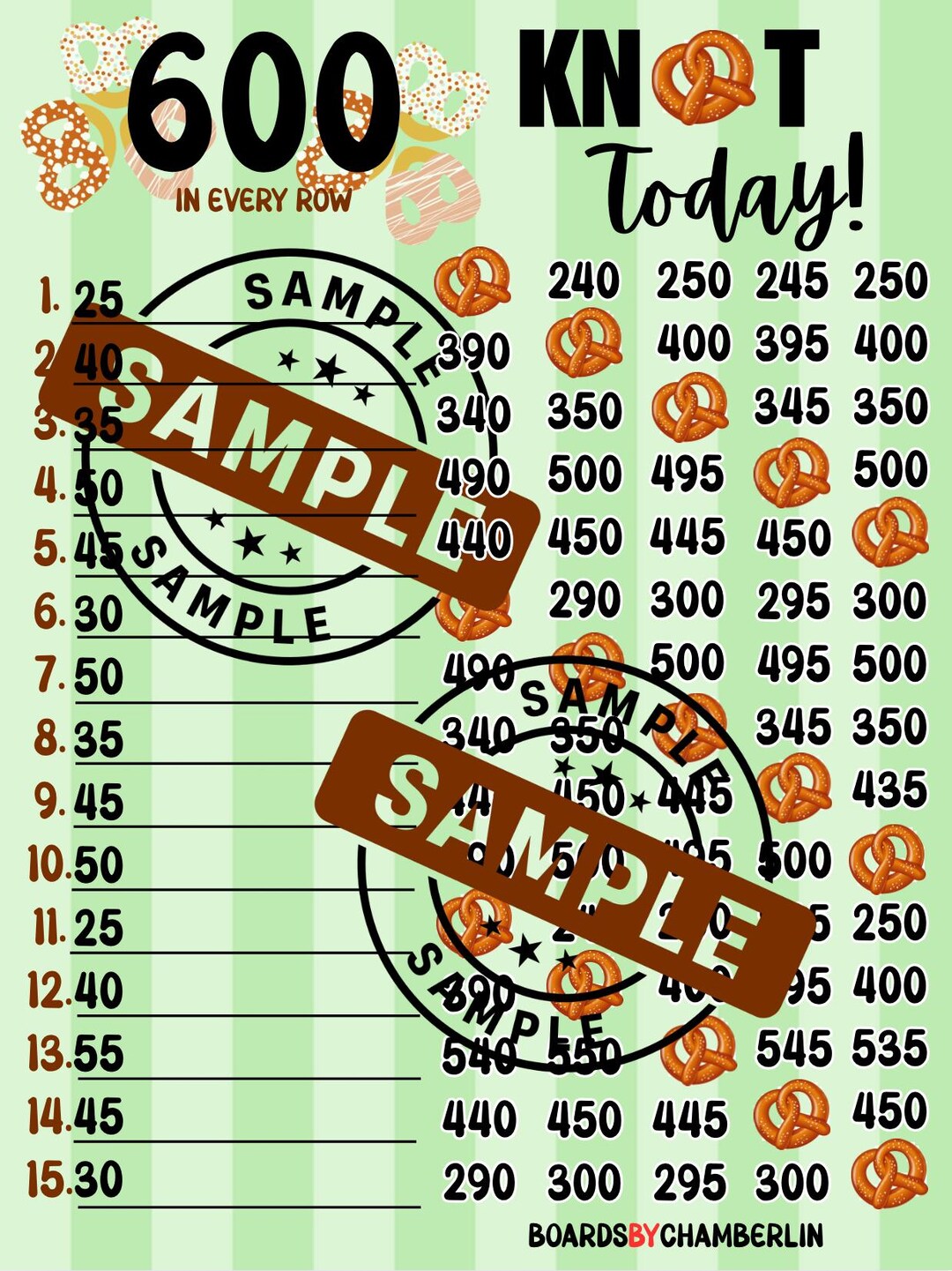 600 WTA Pretzel Bingo Board - Etsy
