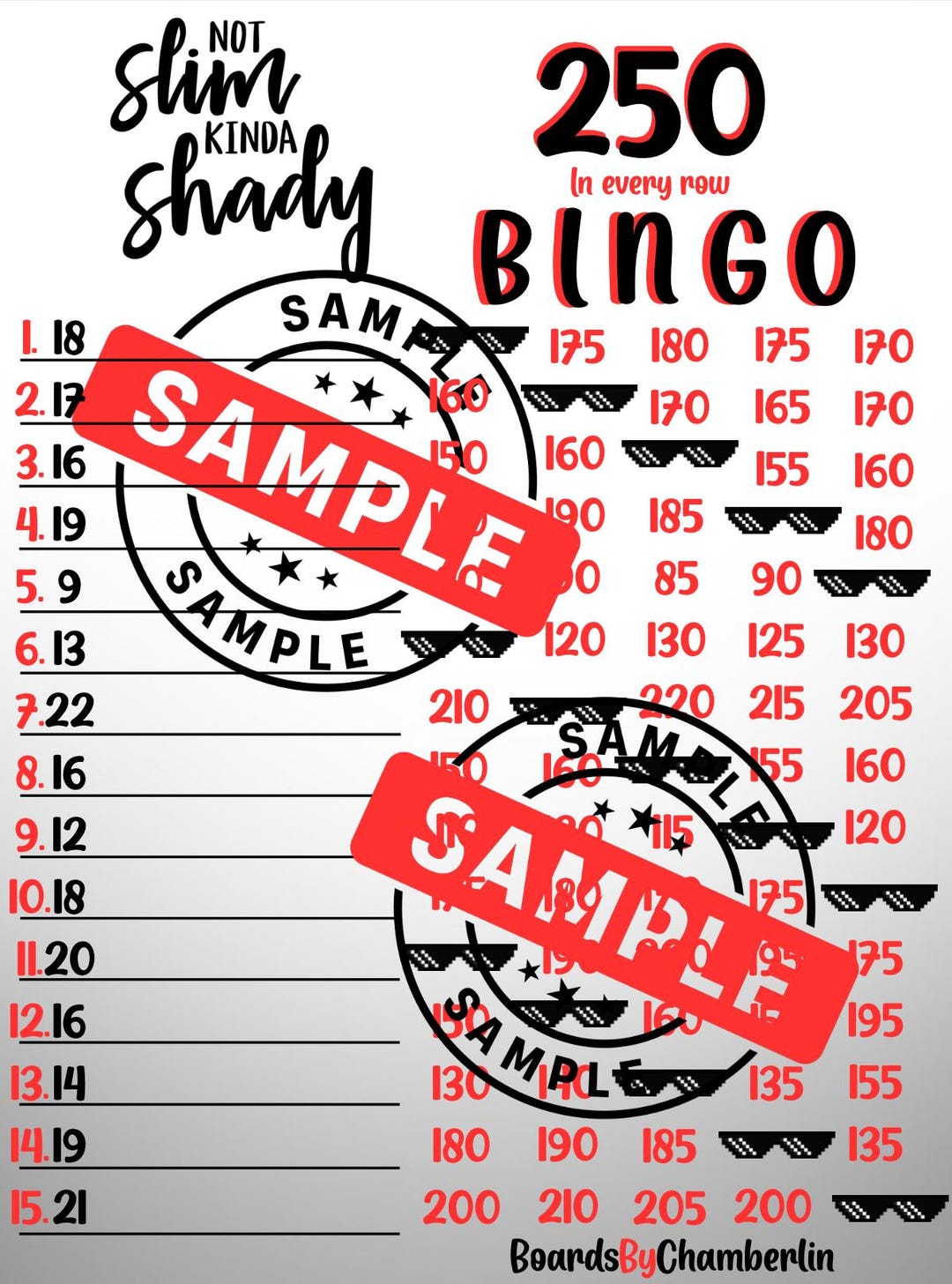 250 WTA Slim Shady Bingo Board - Etsy
