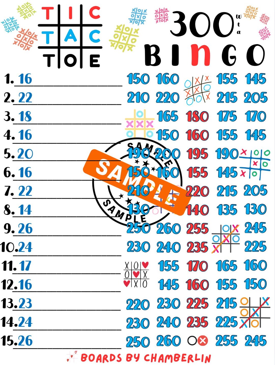 300 Wta Tic Tac Toe Bingo Boards - Etsy