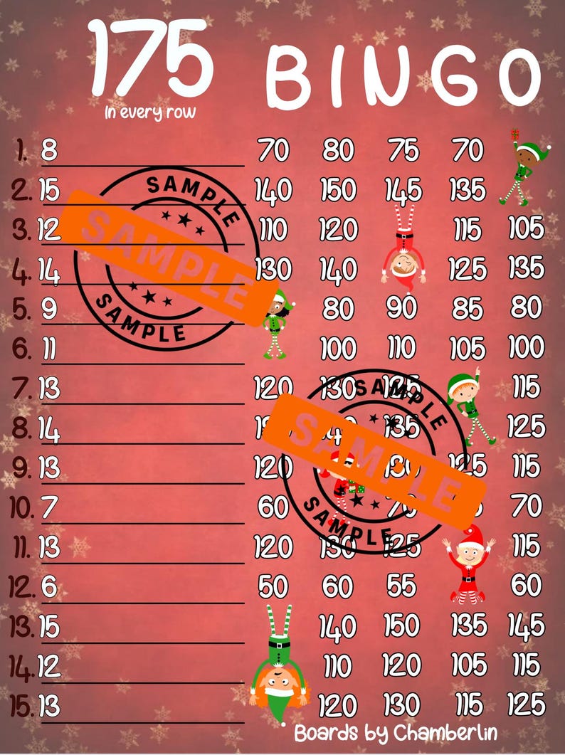 175 Wta Elf Bingo Board - Etsy